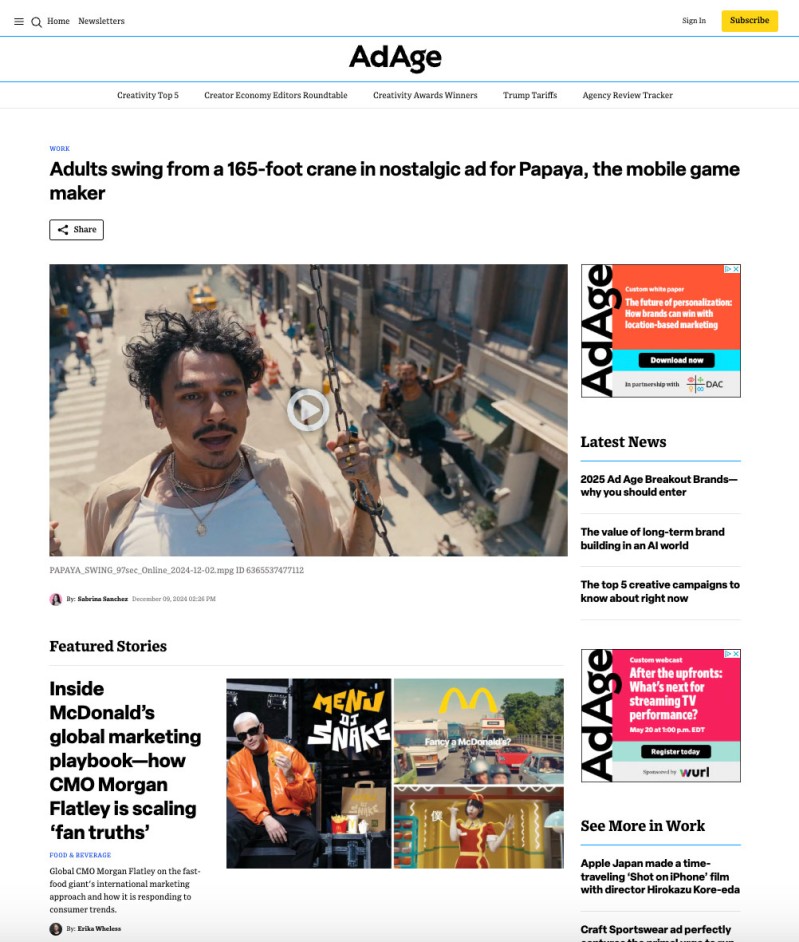 Our debut works ranks #1 on AdAge - You're the goods